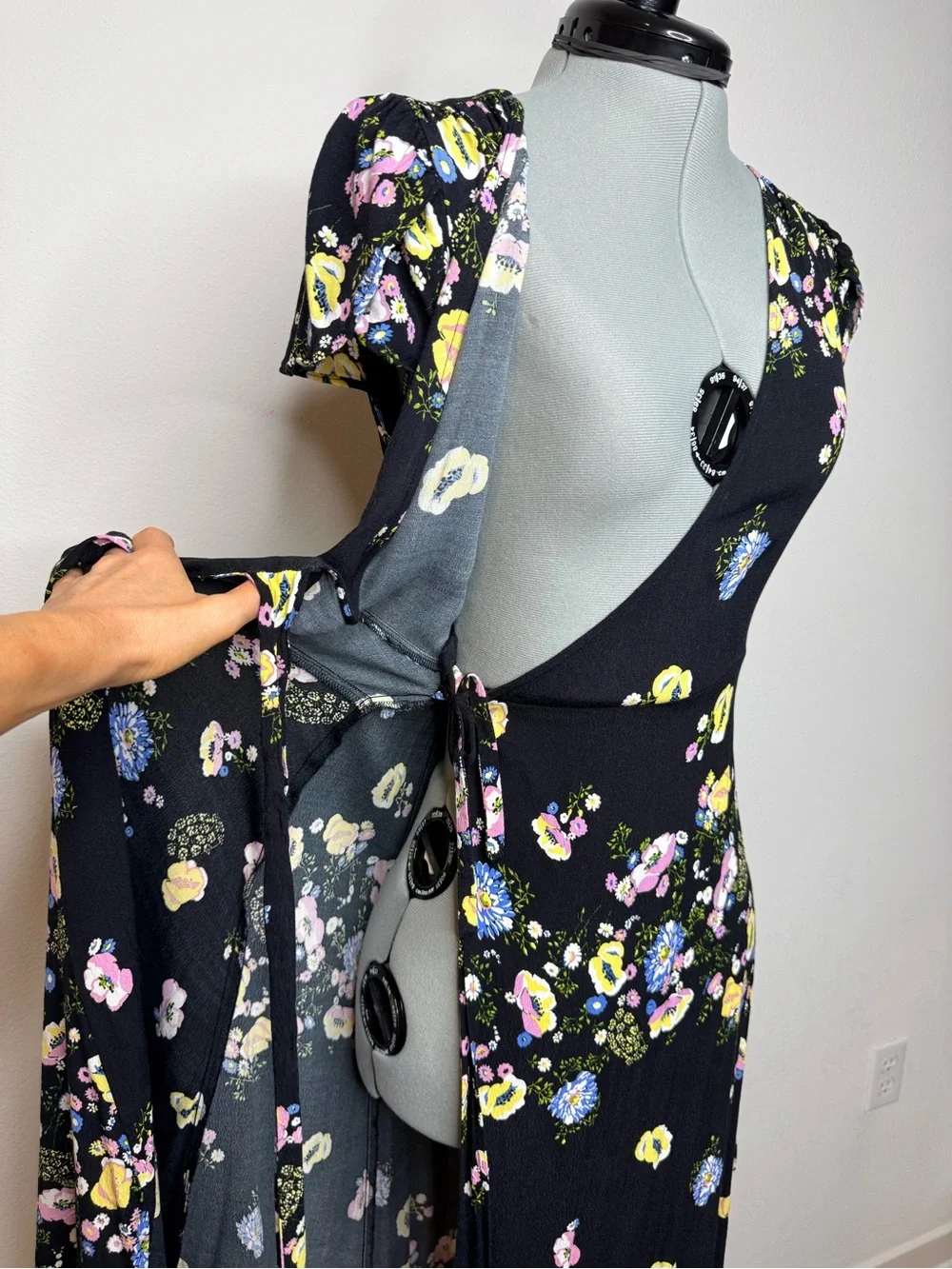 Free People | Dresses | Free People Jess Black Floral Wrap Maxi Dress ...